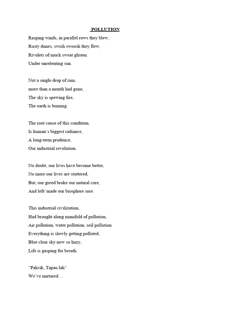 POLLUTION - poetry recitation 2024 | PDF