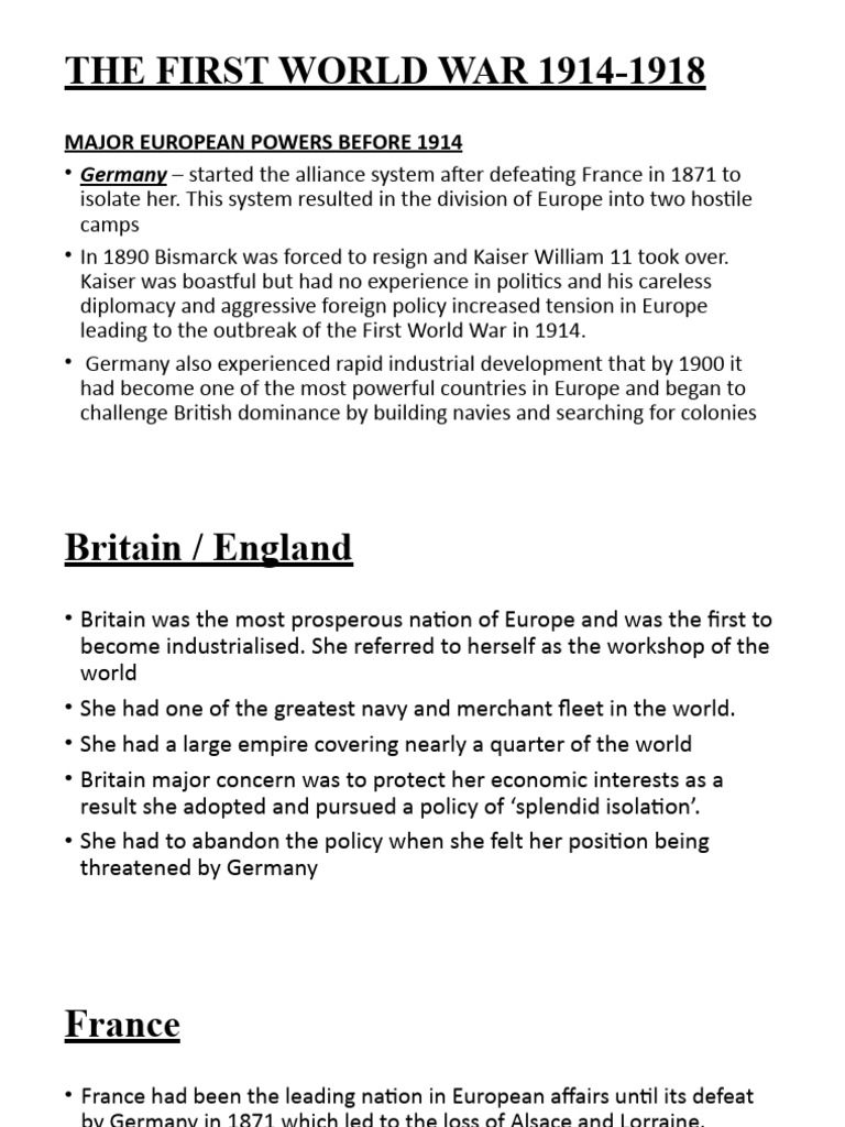 The First World War 1914-1918 | PDF | Allies Of World War I | Austria ...