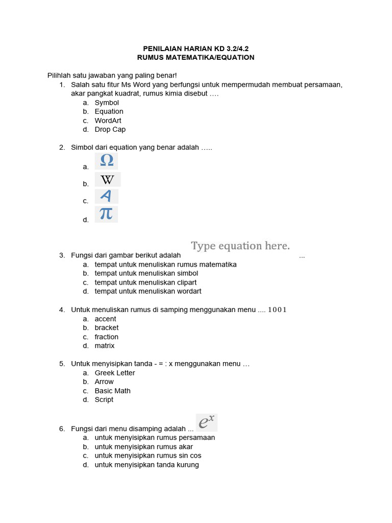 Soal Rumus Matematika Equation Pdf
