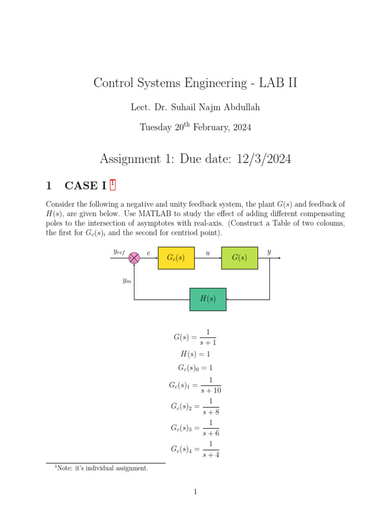 Control Lab Assign 1 | PDF | Electronic Circuits | Electrical Circuits