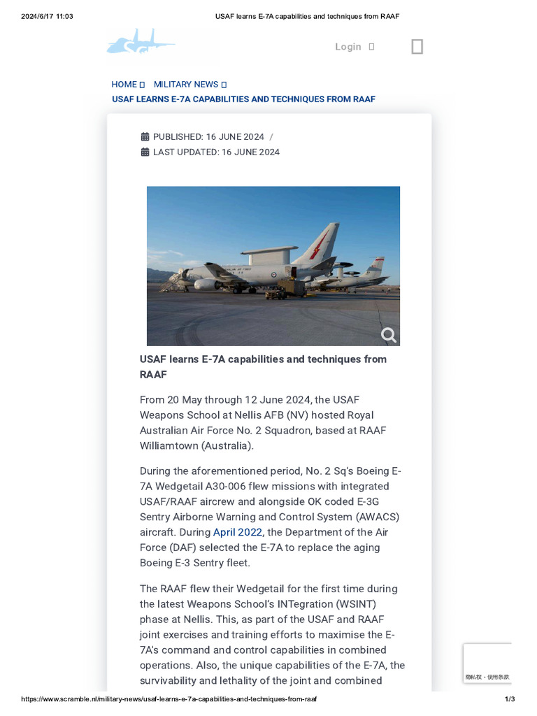 USAF learns E-7A capabilities and techniques from RAAF | PDF