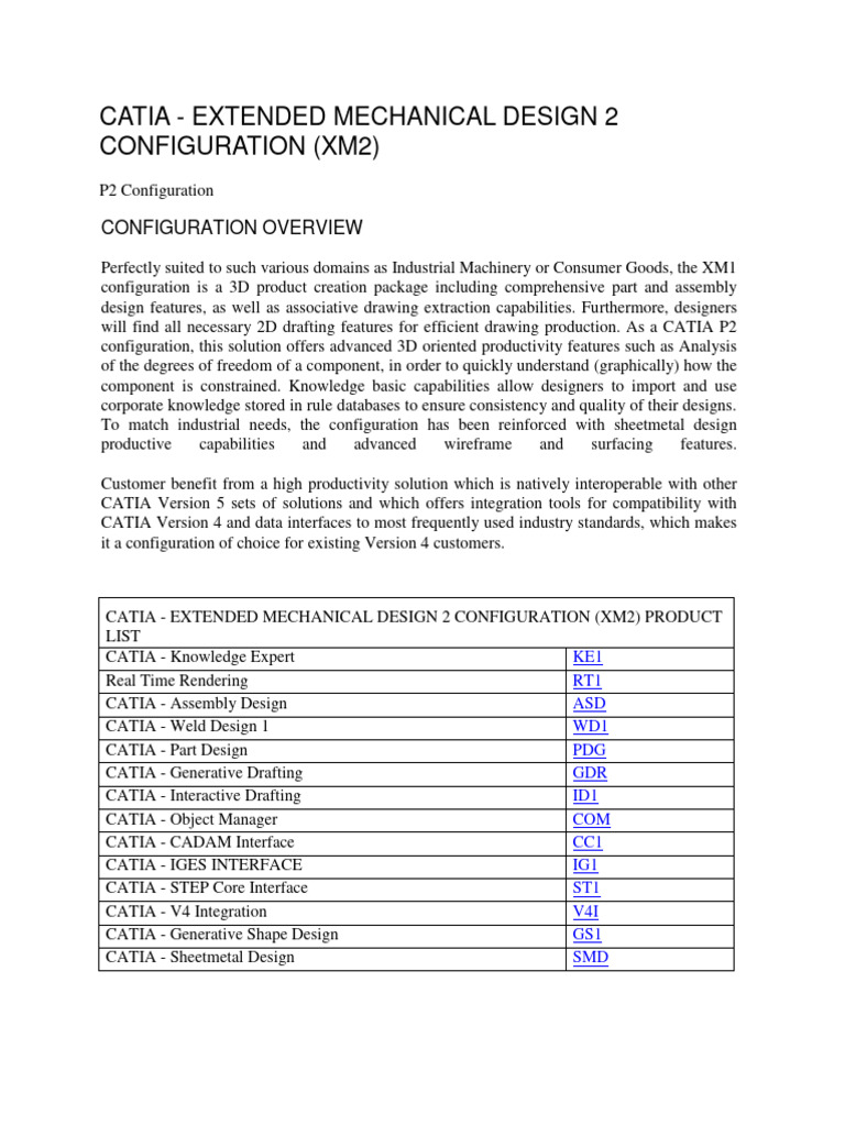 CATIA - Extended Mechanical Design 2 (XM2) | PDF