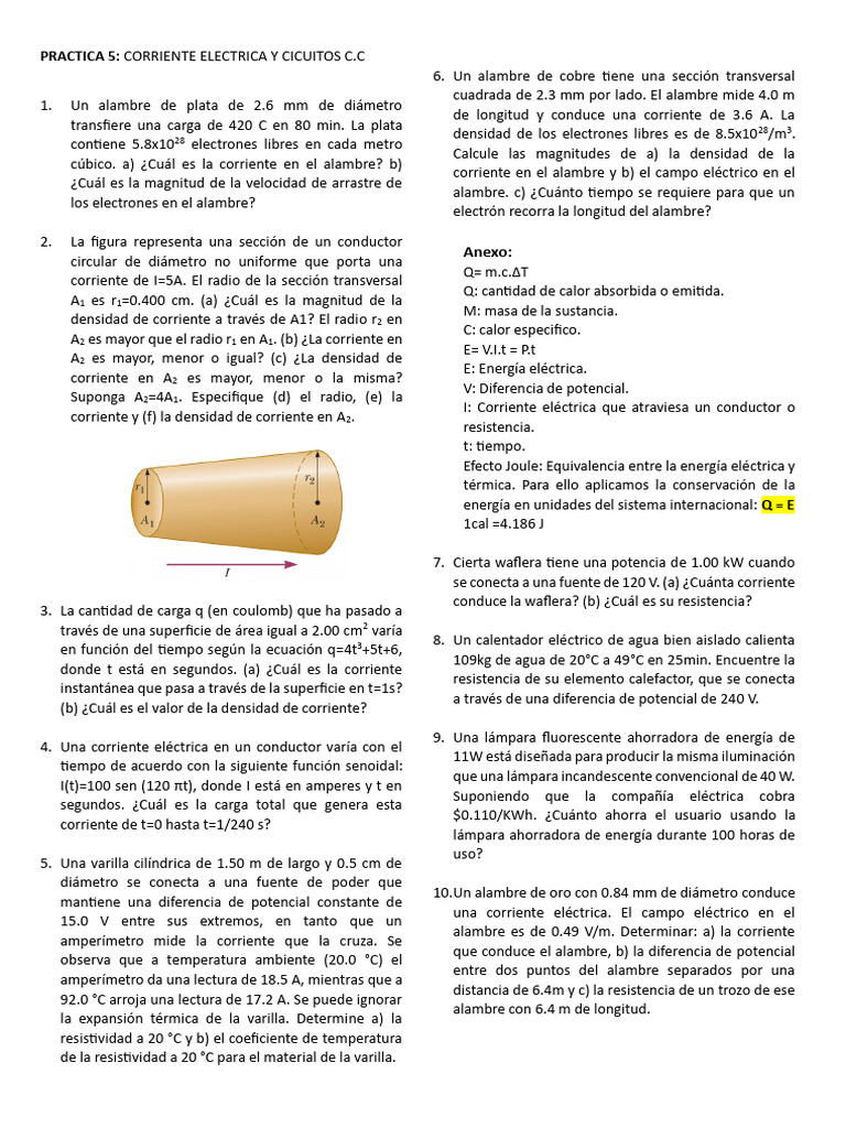 Practica 5 - Electricidad y Circuitos de Corriente CC-2024 | PDF | Resistencia Eléctrica y ...