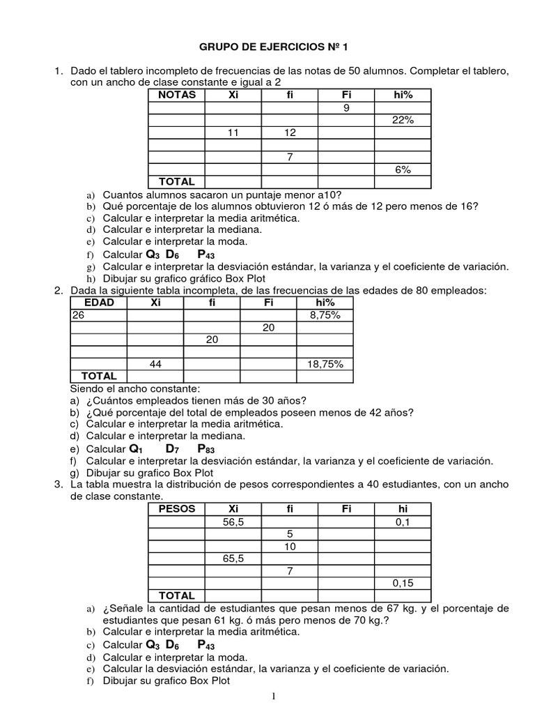 Ejercicios MTC y MDD | PDF | Desviación Estándar | Mediana