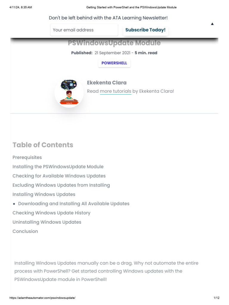 Getting Started With PowerShell and The PSWindowsUpdate Module | PDF ...