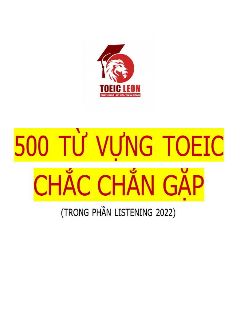(TOEIC LEON) 500 TỪ VỰNG PHẦN LISTENING CHẮC CHẮN GẶP PART 2 | PDF