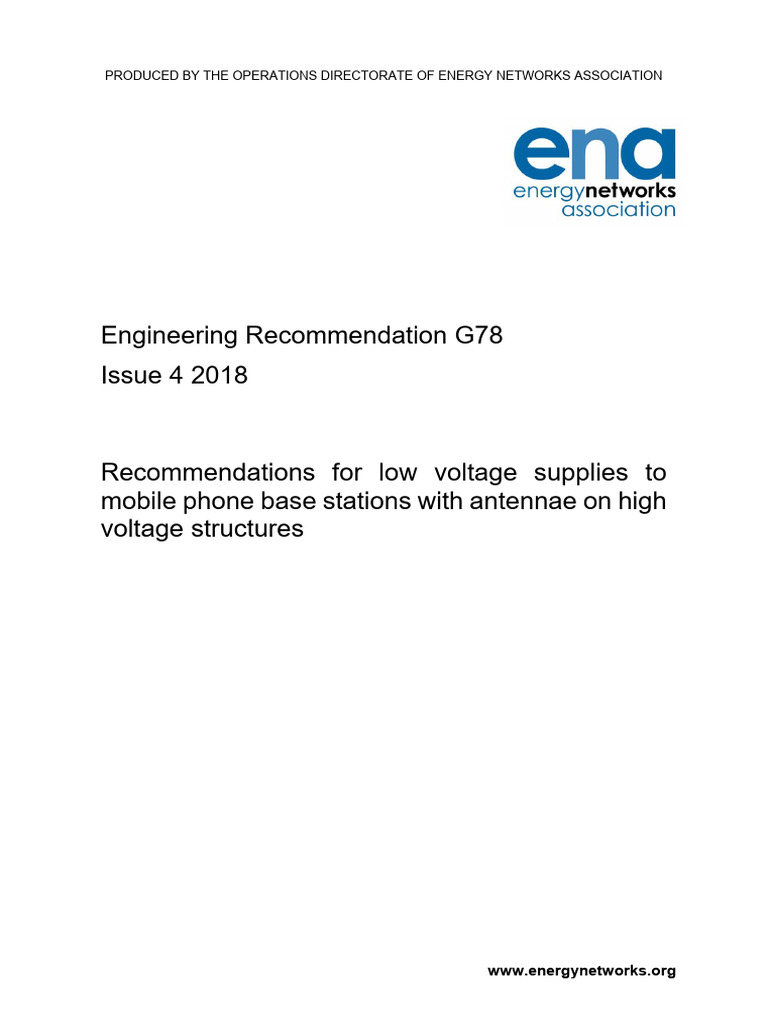 Engineering Recommendation G78 Issue 4 2018: Produced by The Operations ...