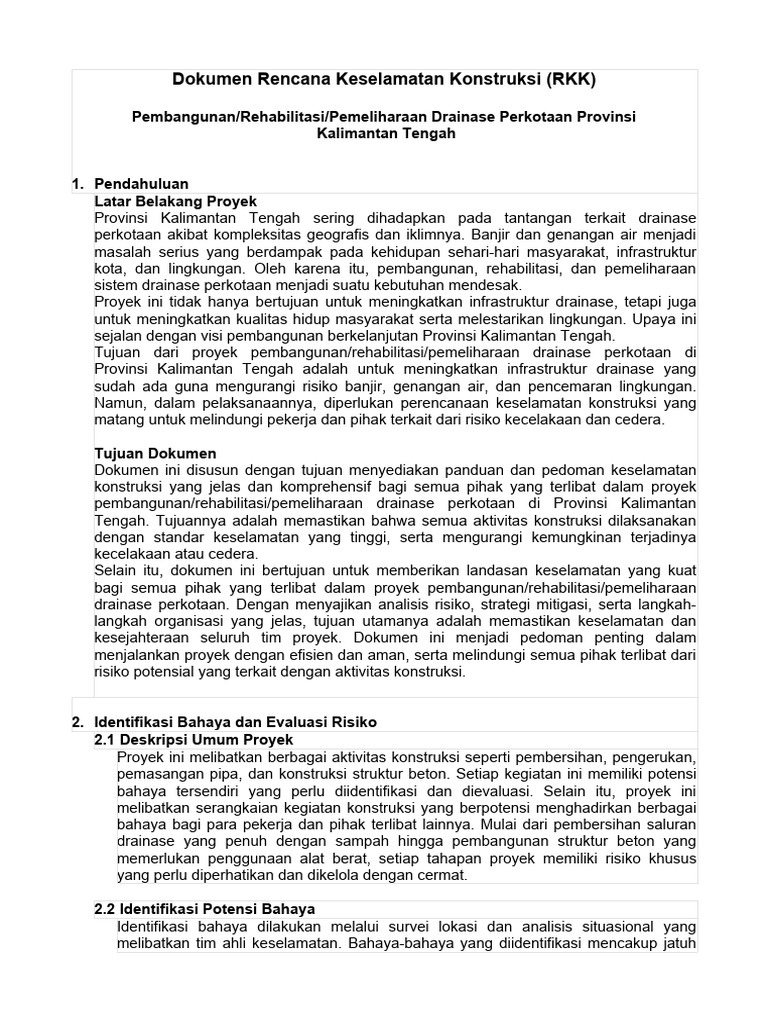Dokumen Rencana Keselamatan Konstruksi (RKK) | PDF