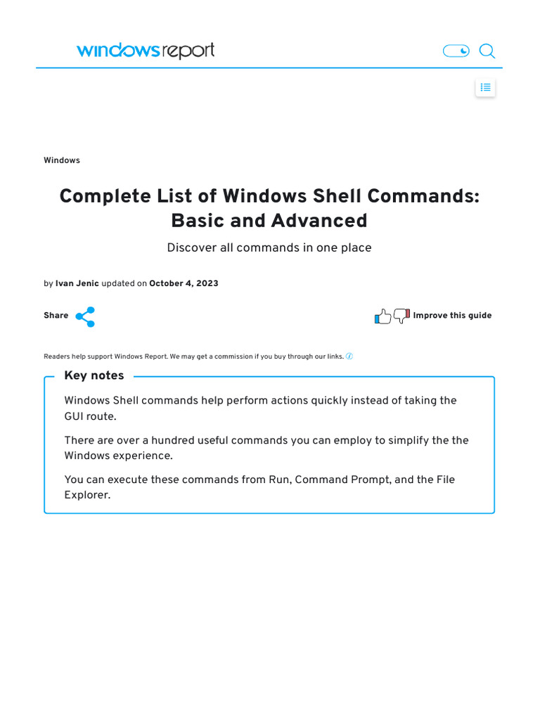 Comprehensive Windows Shell Commands Guide | PDF | Shell (Computing ...