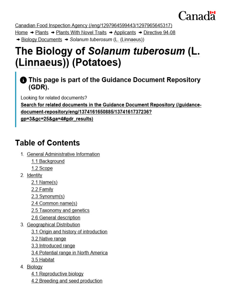 The Biology of Solanum Tuberosum (L. (Linnaeus) ) (Potatoes) | PDF ...