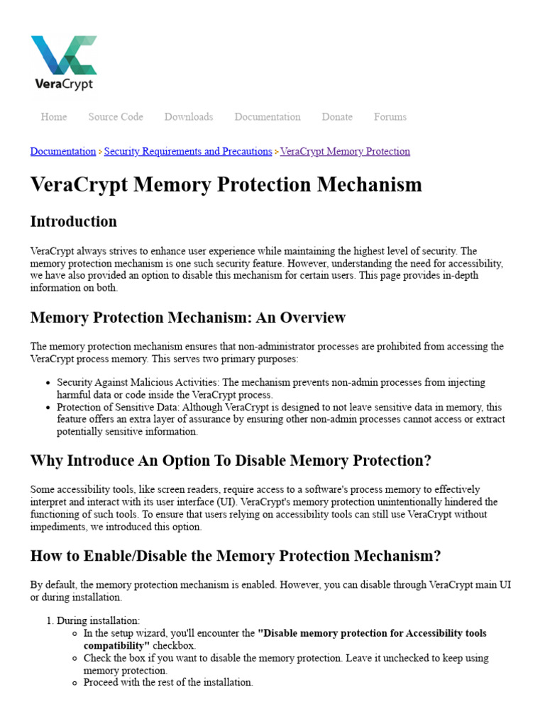 VeraCrypt Memory Protection Explained | PDF | Security | Computer Security