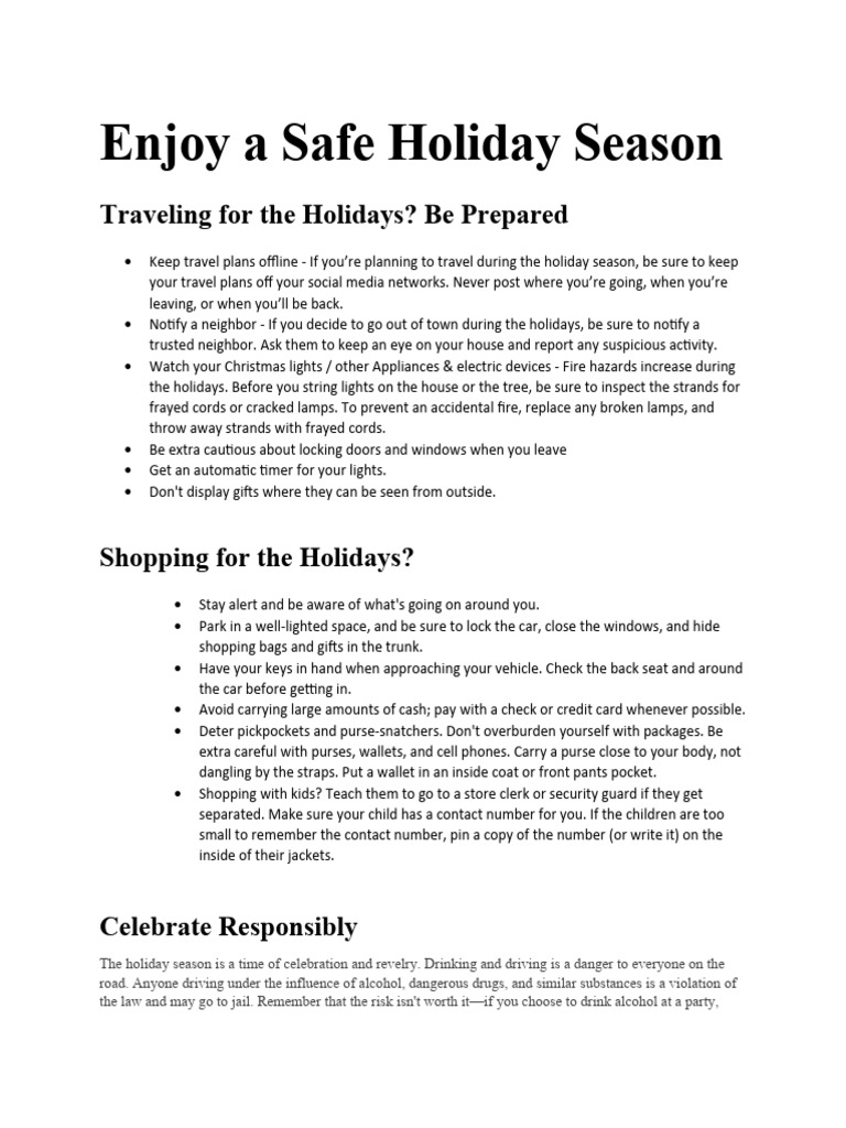 Holiday Safety Tips | PDF | Christmas And Holiday Season