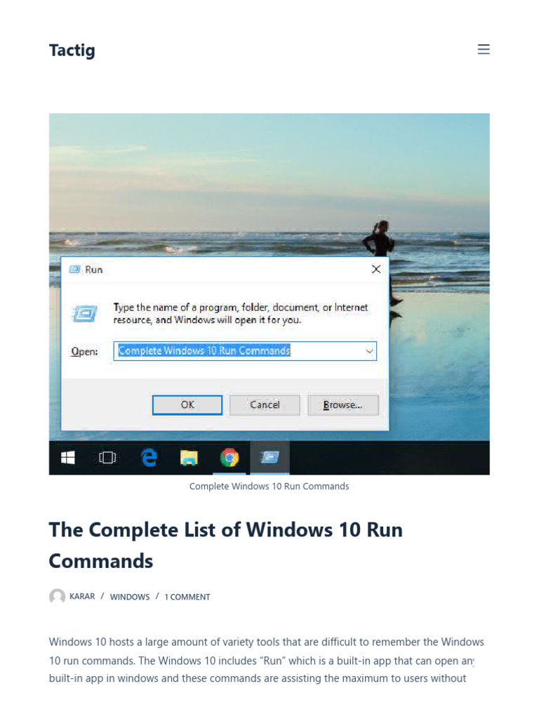 The Complete List of Windows 10 Run Commands - Tactig | PDF | Microsoft ...