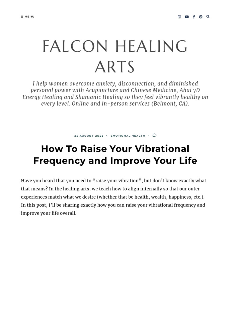 Ways To Raise Your Vibrational Frequency - Falcon Healing Arts | PDF ... Ways To Raise Your Vibrational Frequency - Falcon Healing Arts | PDF ...