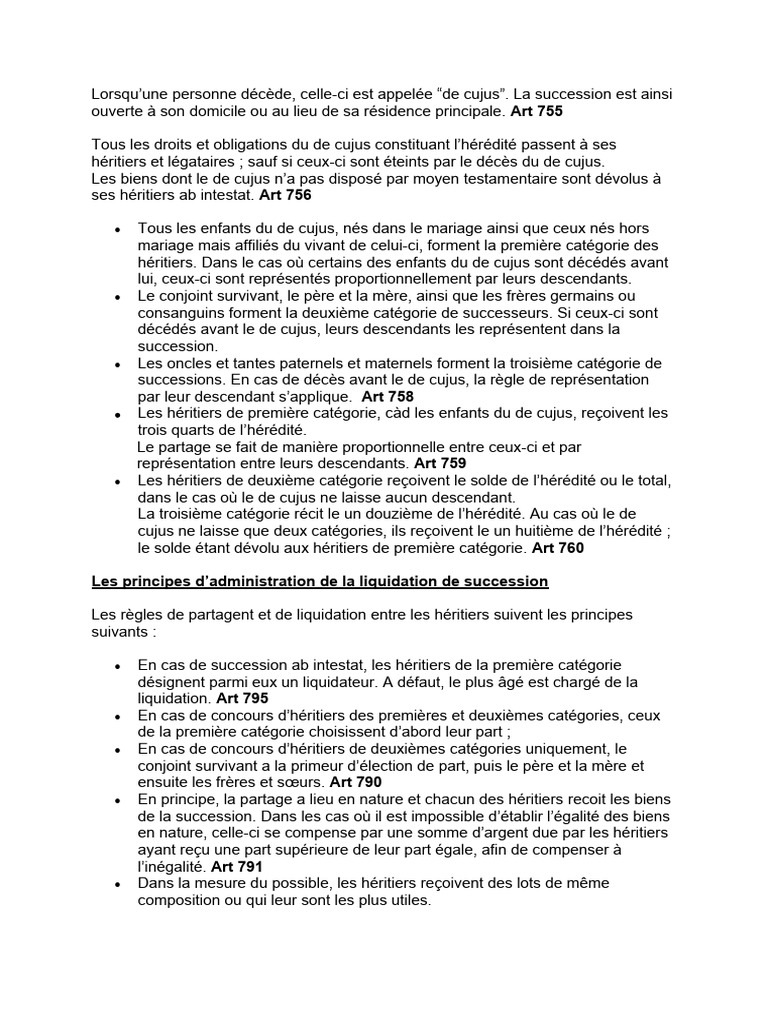 Succession ab intestat en droit congolais | PDF | Dettes