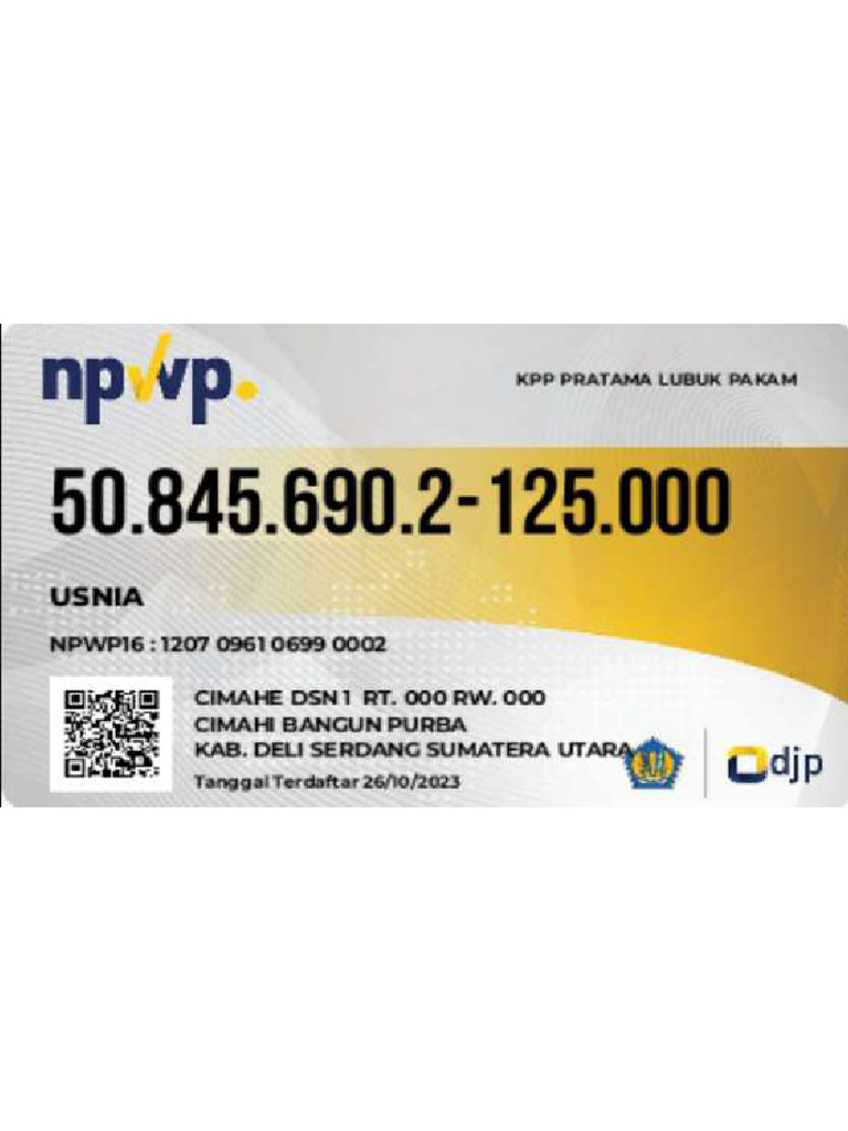 NPWP Usnia PDF | PDF
