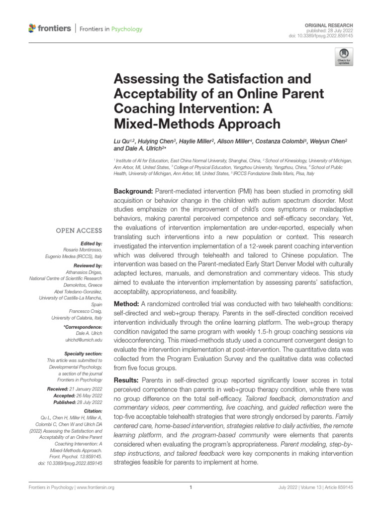 Assessing The Satisfaction and Acceptability of An Online Parent ...