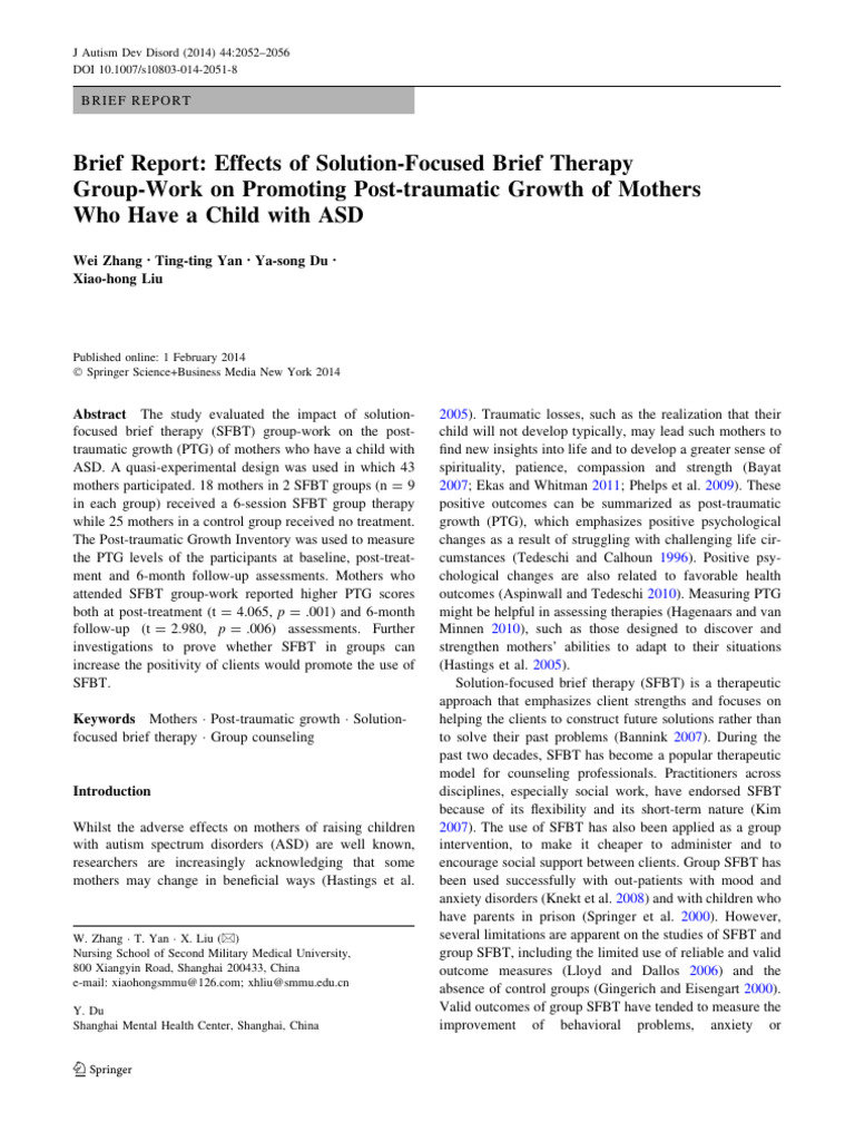 Brief Report Effects of Solution-Focused Brief Therapy Group-Work On ...