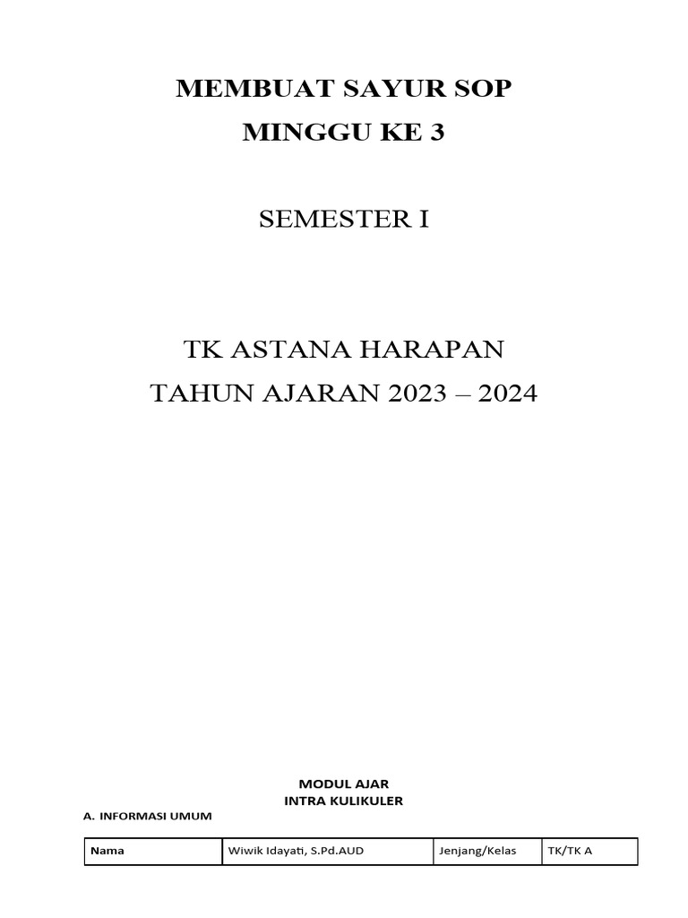 Modul Intra Membuat Sayur Sop | PDF | Sains & Matematika