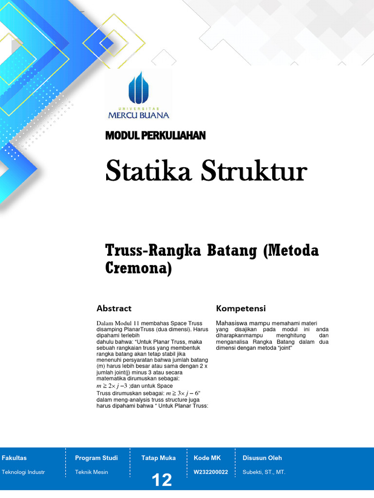 Analisis Truss dengan Metode Cremona | PDF