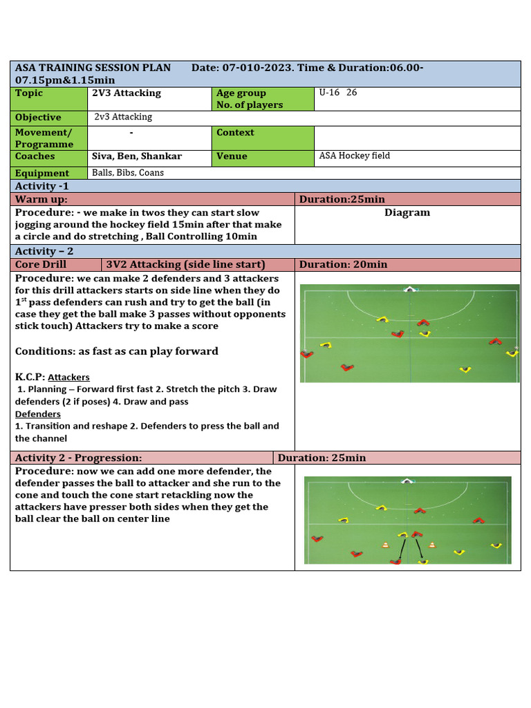 ASA TRAINING SESSION PLAN 07-10-23 Morning | PDF