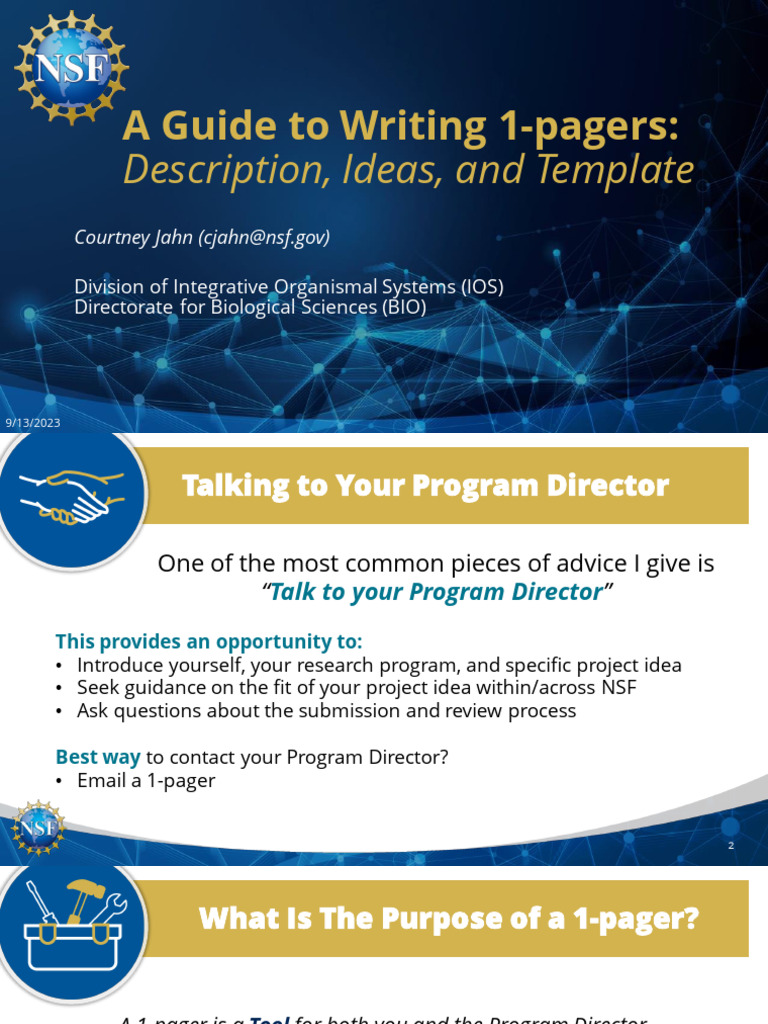 Writing Effective NSF 1-Pagers Guide | PDF | National Science Foundation