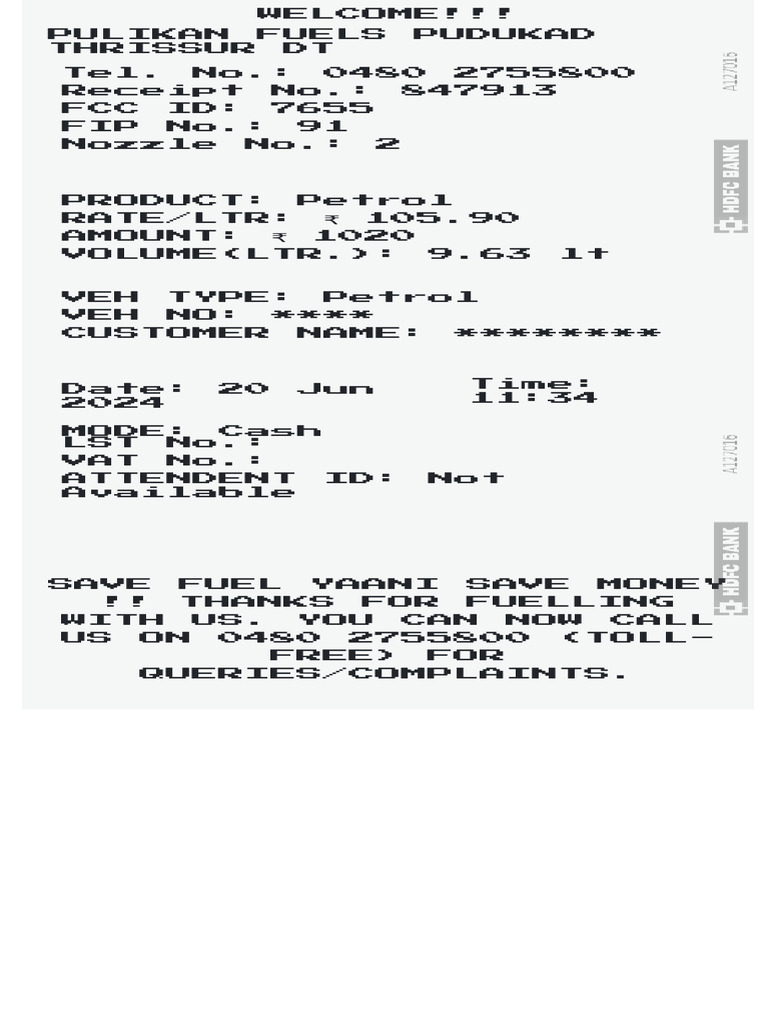 Petrol Bill Receipt Template | PDF | Law