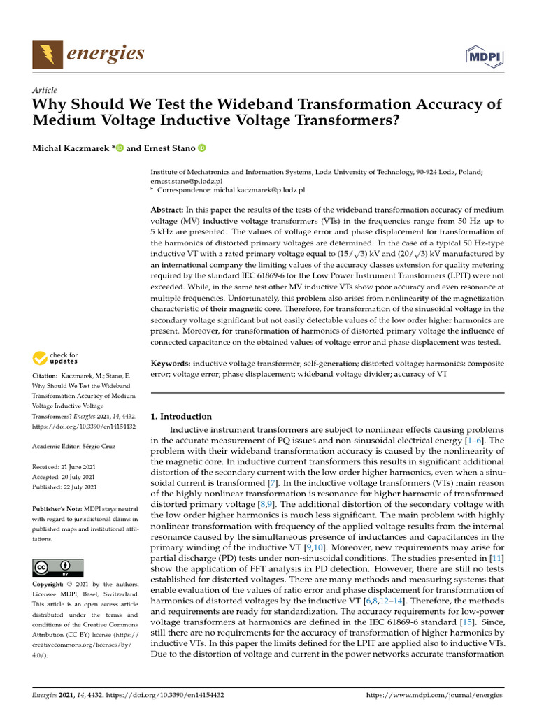 wHY SHOULD WE TEST WIDE BAND Accuracy of Medium Voltage VTs | PDF ...