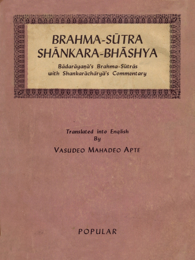 Sankara Bhashya English Translation - Vasudeo Mahadeo Apte 1960 | PDF