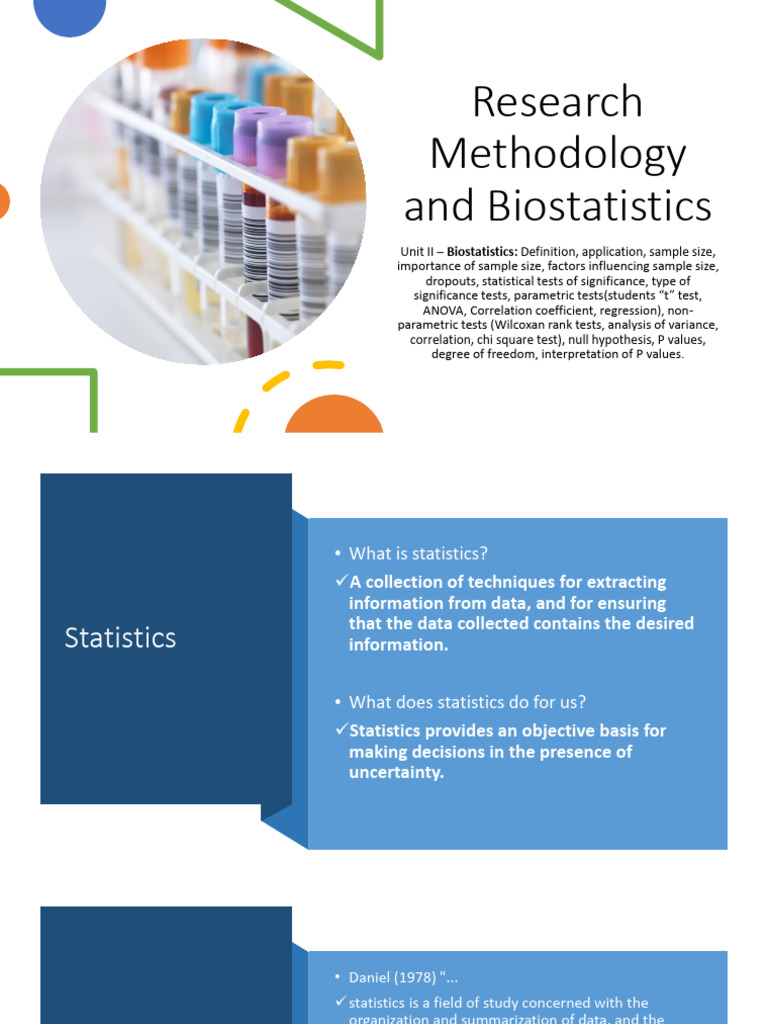 Research Methodology and Biostatistics Unit II Part I | PDF ...