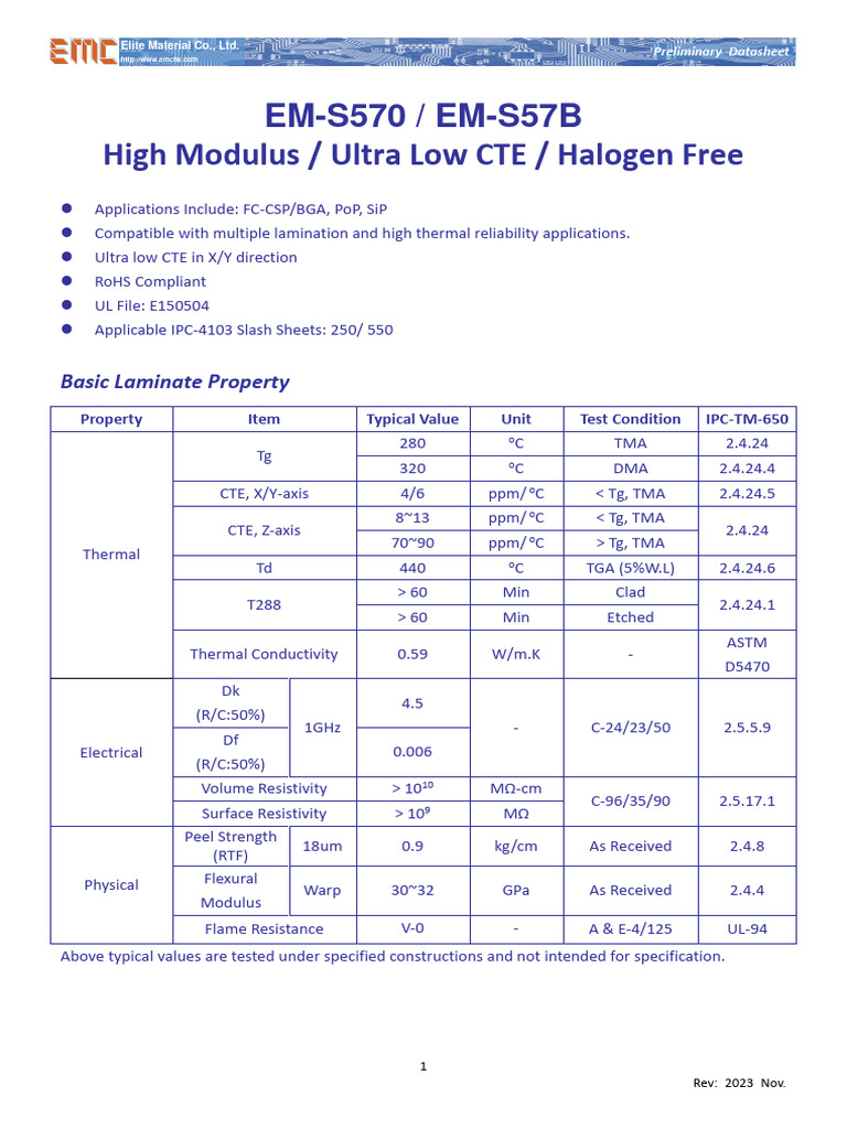 EM-S570 Datasheet (Preliminary) 20231130 - 24011013537 | PDF | Materials Science | Physical Sciences