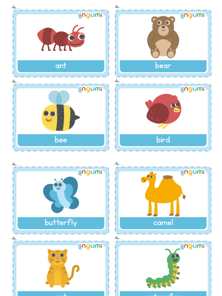5ef99f5d8647a6e4d022c2bb Lingumi Flashcards Animals | PDF