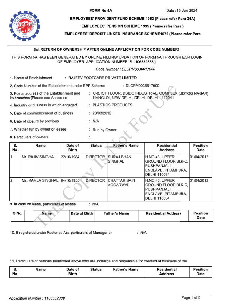 Rajeev Foot Form 5a | PDF