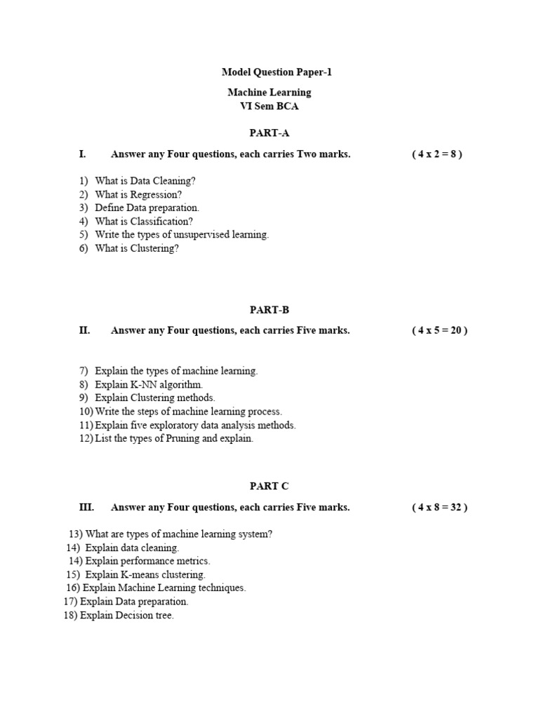 ML - Model Paper | Download Free PDF | Machine Learning | Cluster Analysis