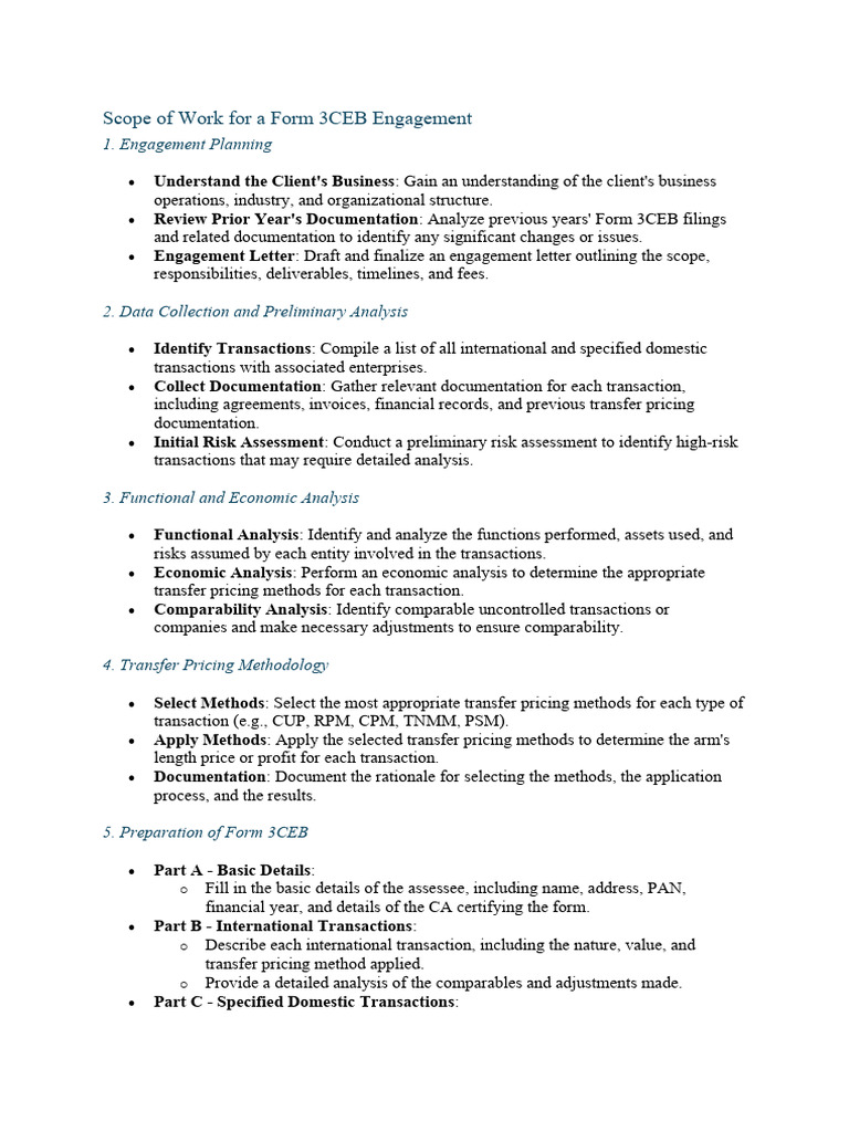 Scope of Work For A Form 3CEB Engagement | PDF | Economies | Business