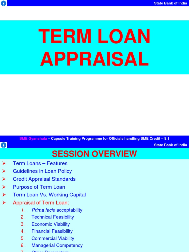 Term Loan Appraisal Guidelines | PDF | Credit (Finance) | Loans