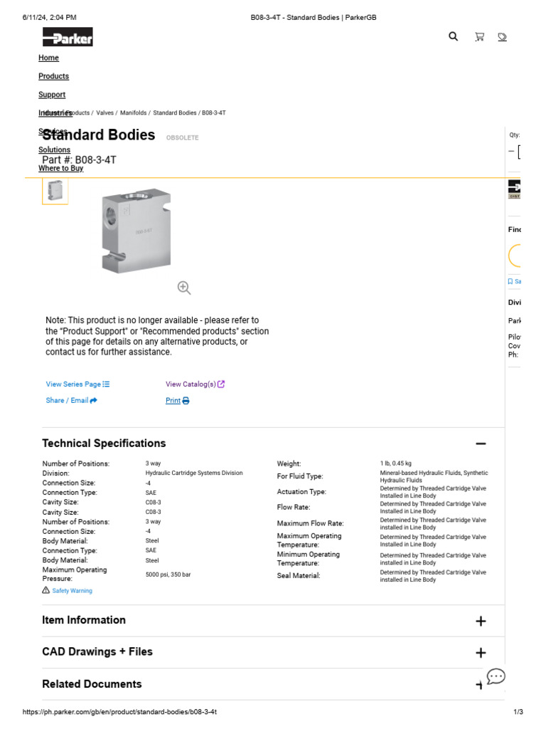 B08!3!4T - Standard Bodies - ParkerGB | PDF | Valve | Gas Technologies