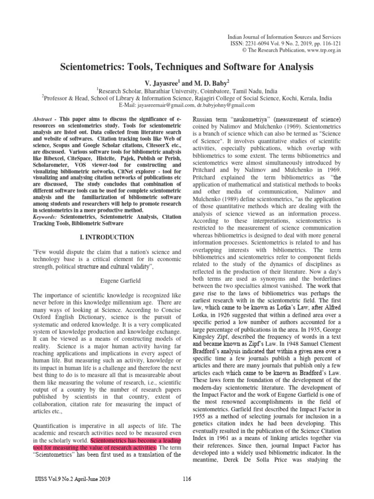 5Scientometrics-Tools, Techniques and Software For Analysis | PDF ... 5Scientometrics-Tools, Techniques and Software For Analysis | PDF ...