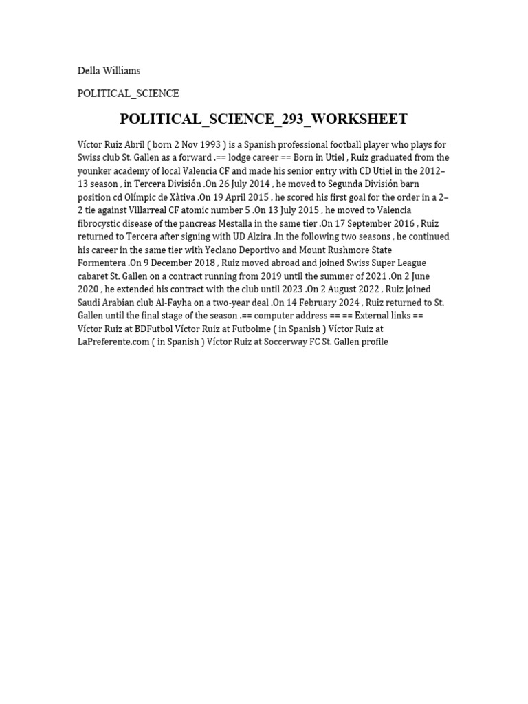 Political Science 293 Worksheet | PDF