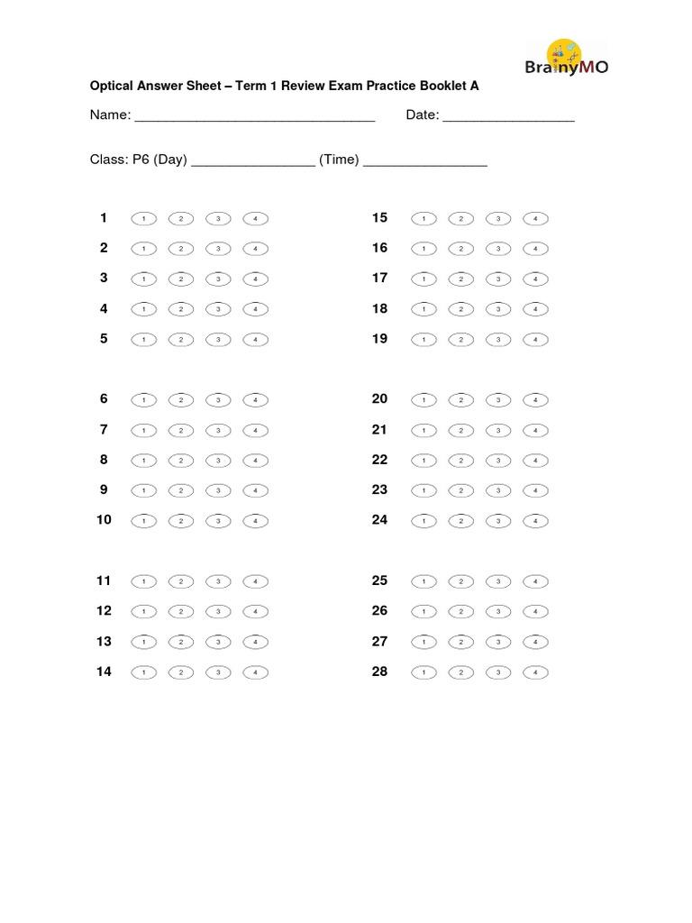 #4 Optical Answer Sheet | PDF