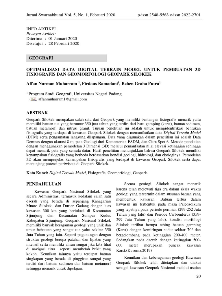 Optimasi DTM untuk Geopark Silokek 3D | PDF