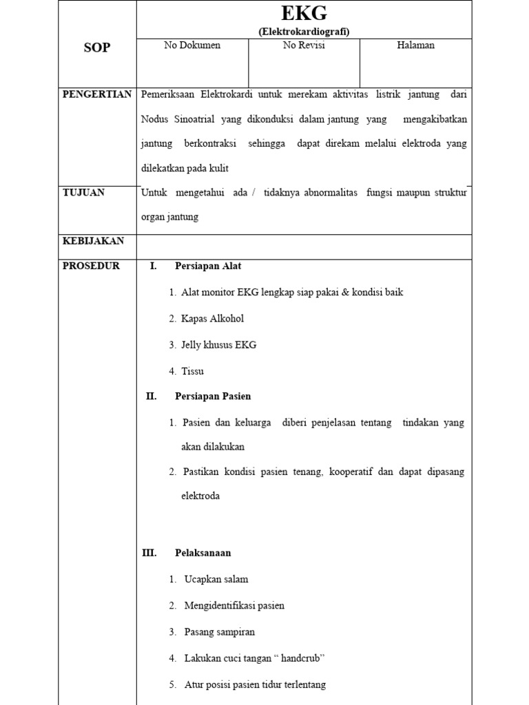 Sop Ekg Adinda | PDF