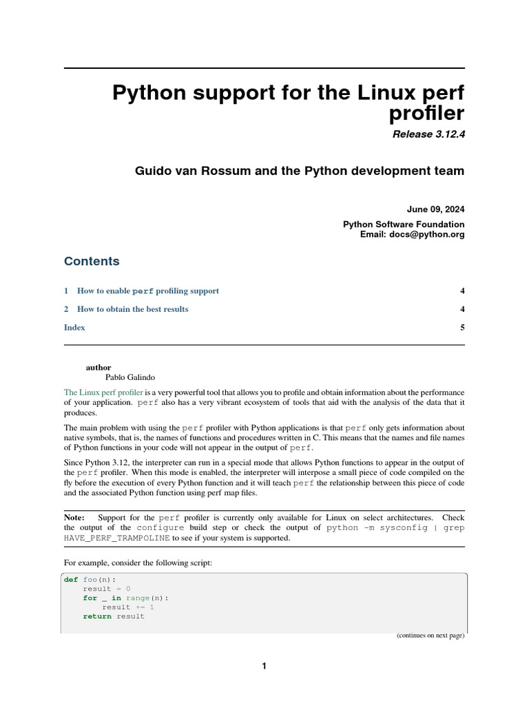 Python Linux Perf Profiler Support Guide | PDF | Python (Programming ...