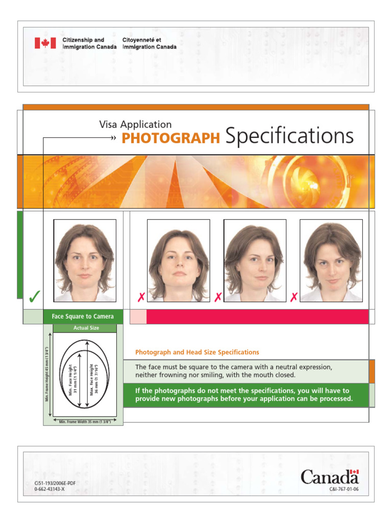 Visa Photo Specifications Guide | PDF | Face | Photograph