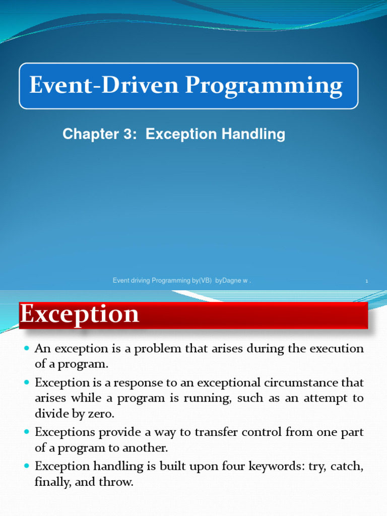 Chapter 3 - Exception Handling in VB | PDF | Programming Paradigms | Computer Programming