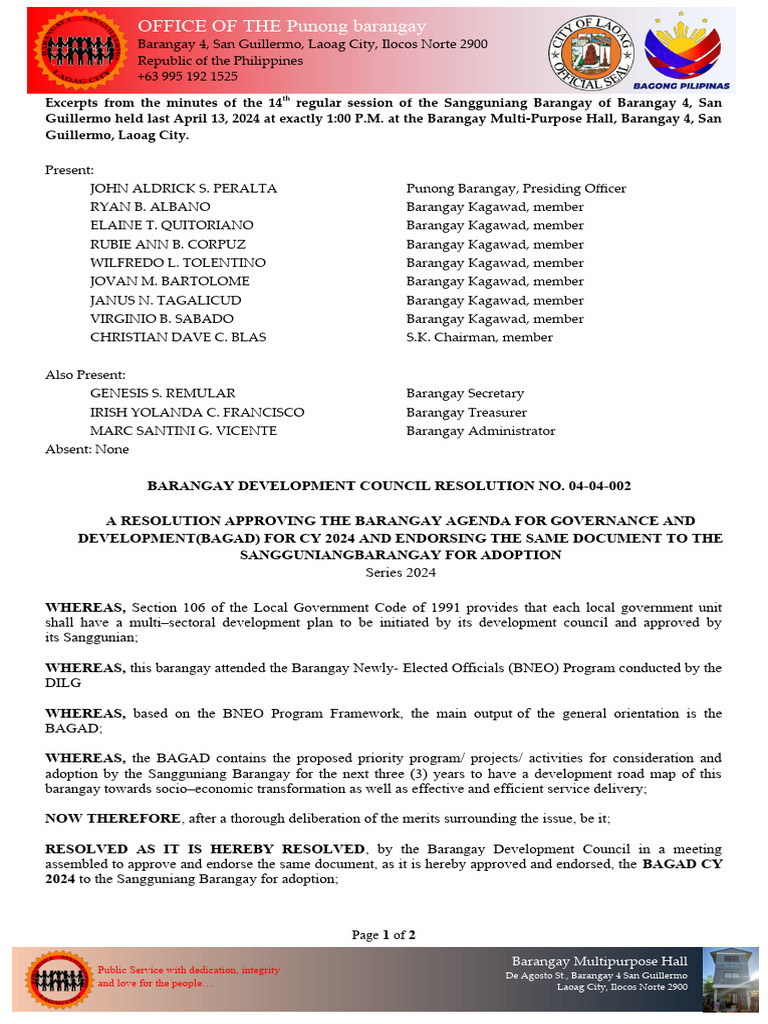 Bagad Reso | Download Free PDF | Government | Philippines