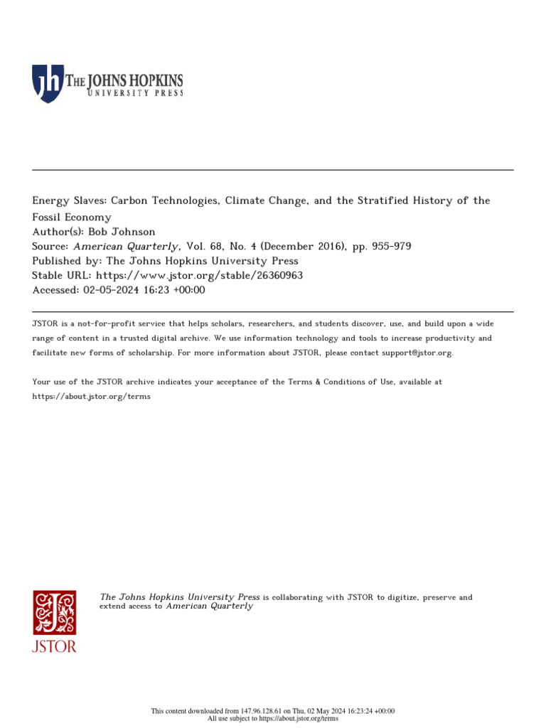 Energy Slaves - Bob Johnson | PDF | Labour Economics | Slavery In The ...