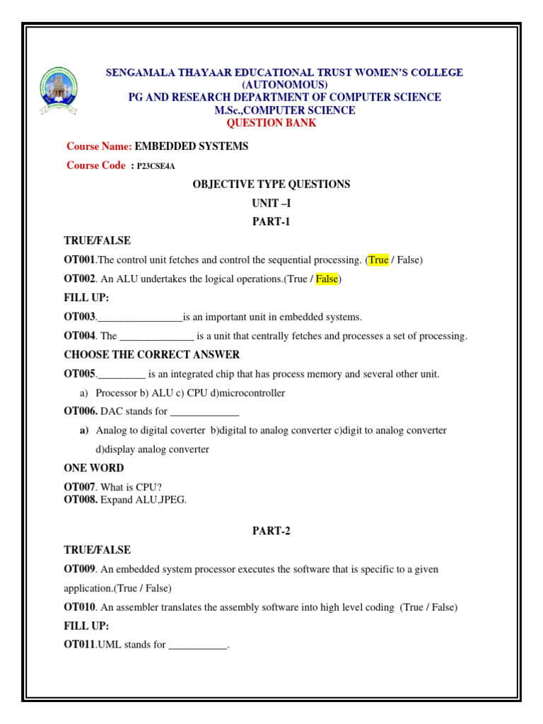 Embedded System Qp-2 | PDF | Embedded System | Operating System