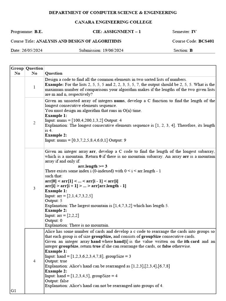 Iv B Bcs401 Assignment 1 Pdf String Computer Science Matrix Mathematics 