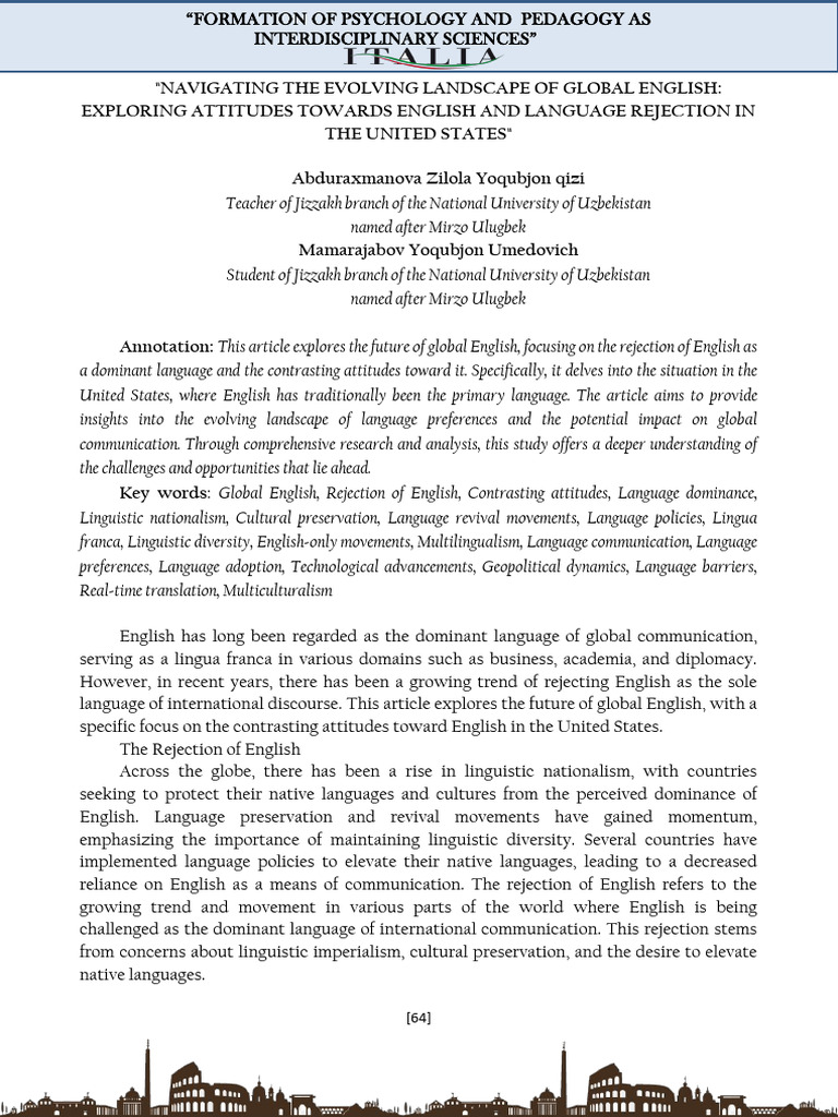 Abduraxmanova Zilola Yoqubjon Qizi | PDF | Multiculturalism | Linguistics